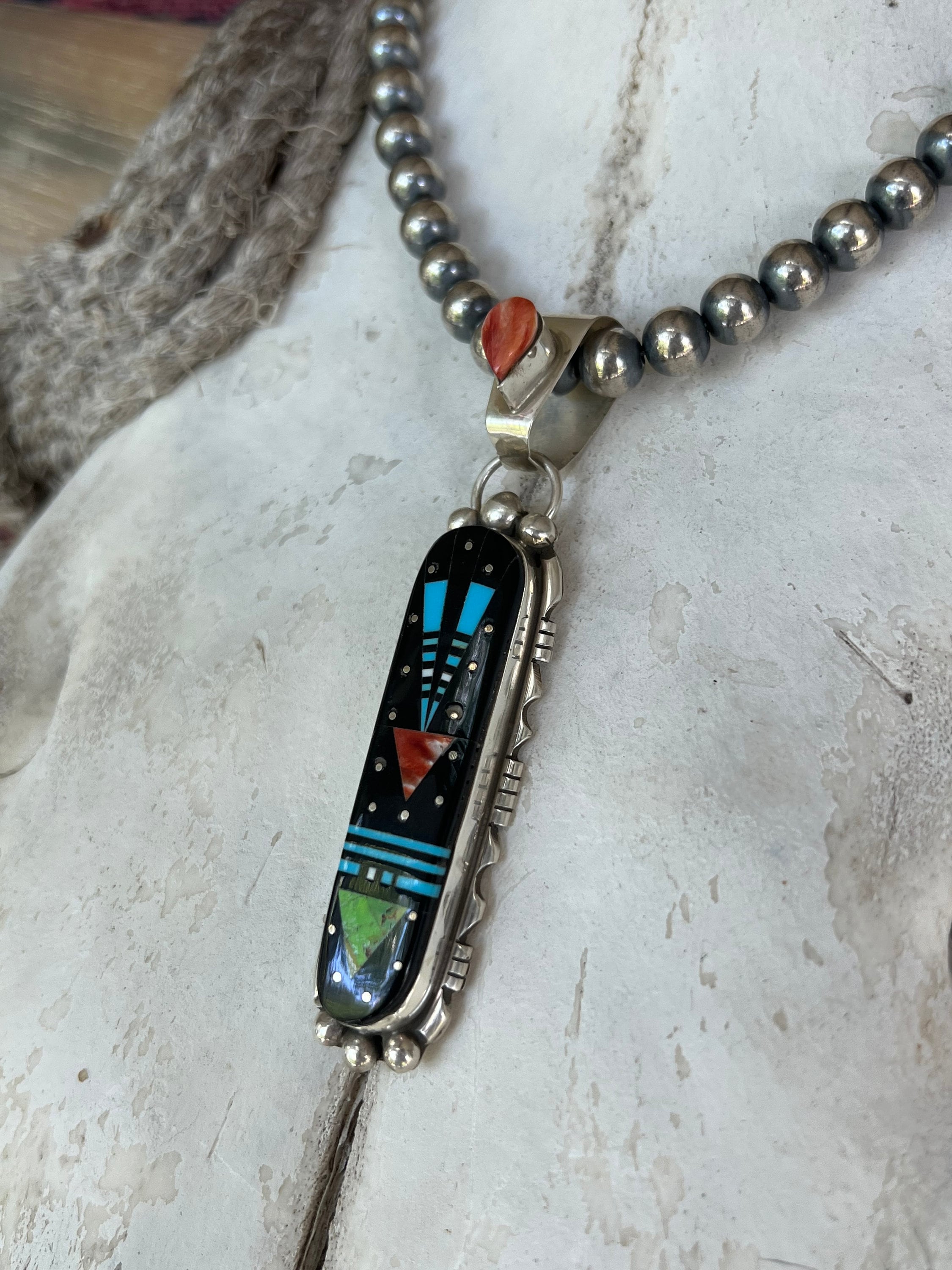 Sterling Multi-stone Inlay Pendant by Ray Jack - Etsy