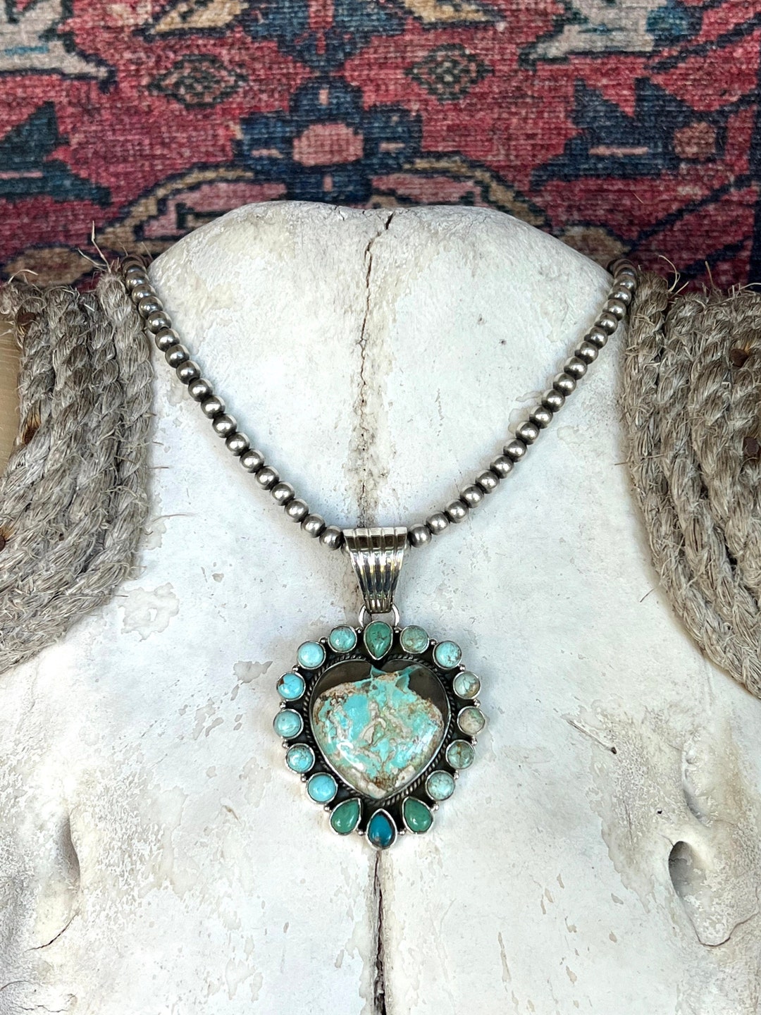 Sterling & Australian Turquoise Heart Pendant Dan Dodson - Etsy