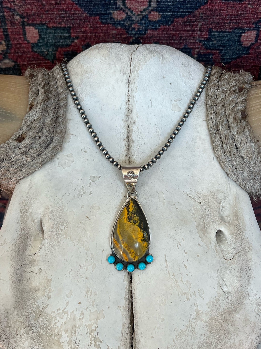 Bumblebee Jasper Sleeping Beauty & Sterling Pendant by Zia - Etsy