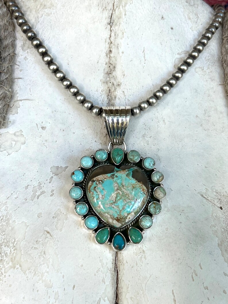Sterling & Australian Turquoise Heart Pendant Dan Dodson - Etsy