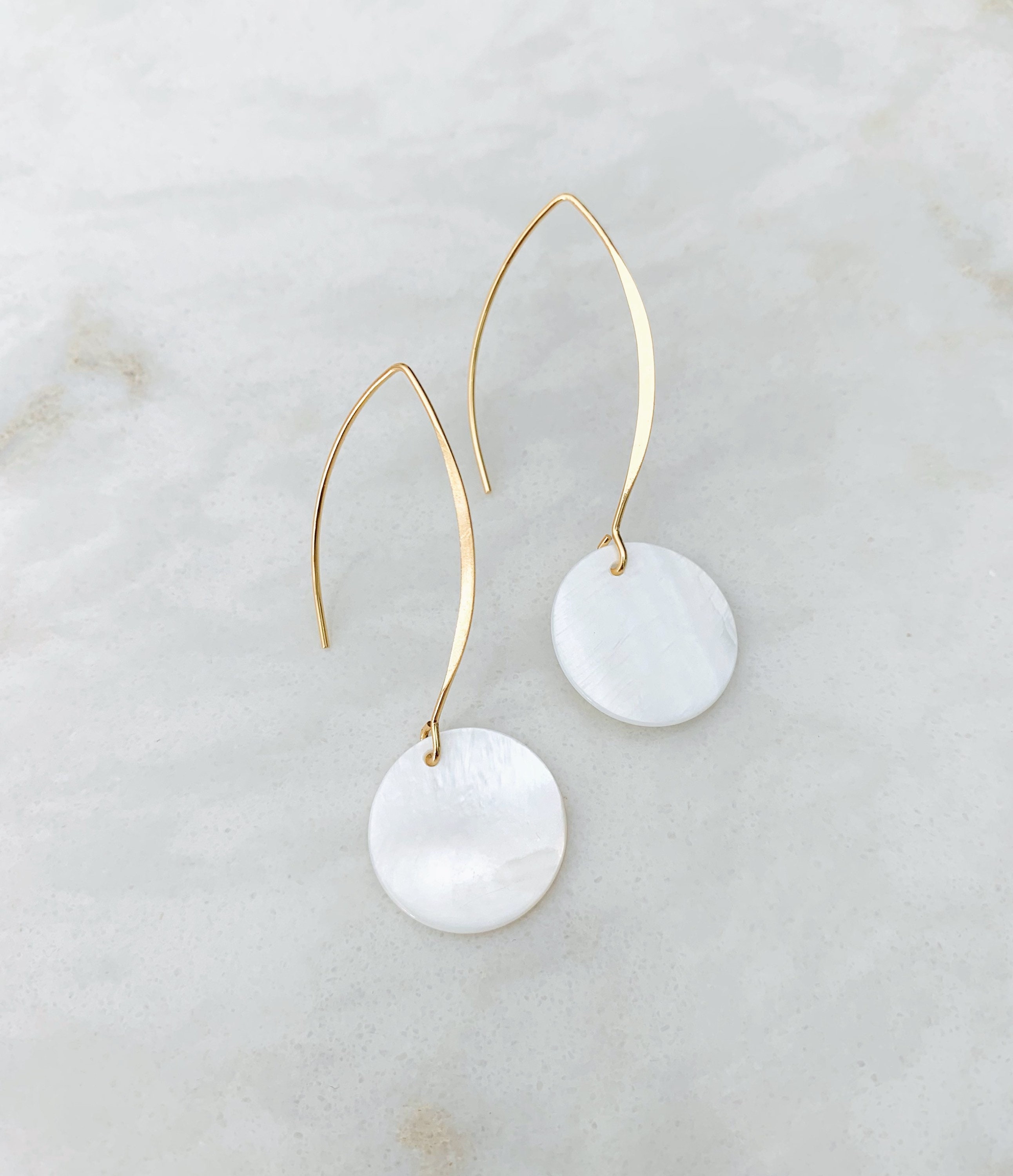 Gold Cream Abalone Shell Earrings