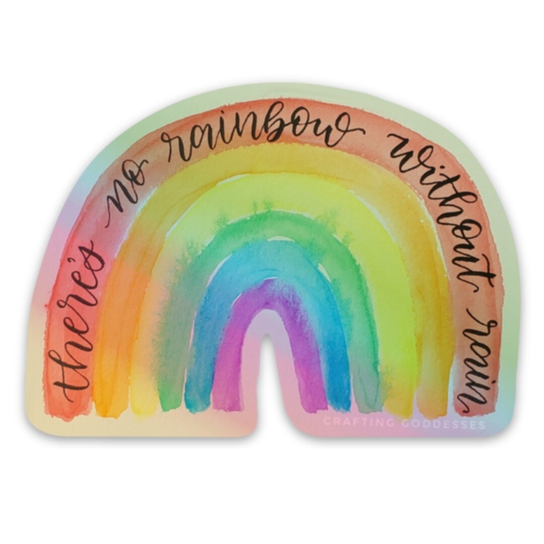 Holographic Watercolor Rainbow Sticker 3" X 2.15" Inspirational Brush ...