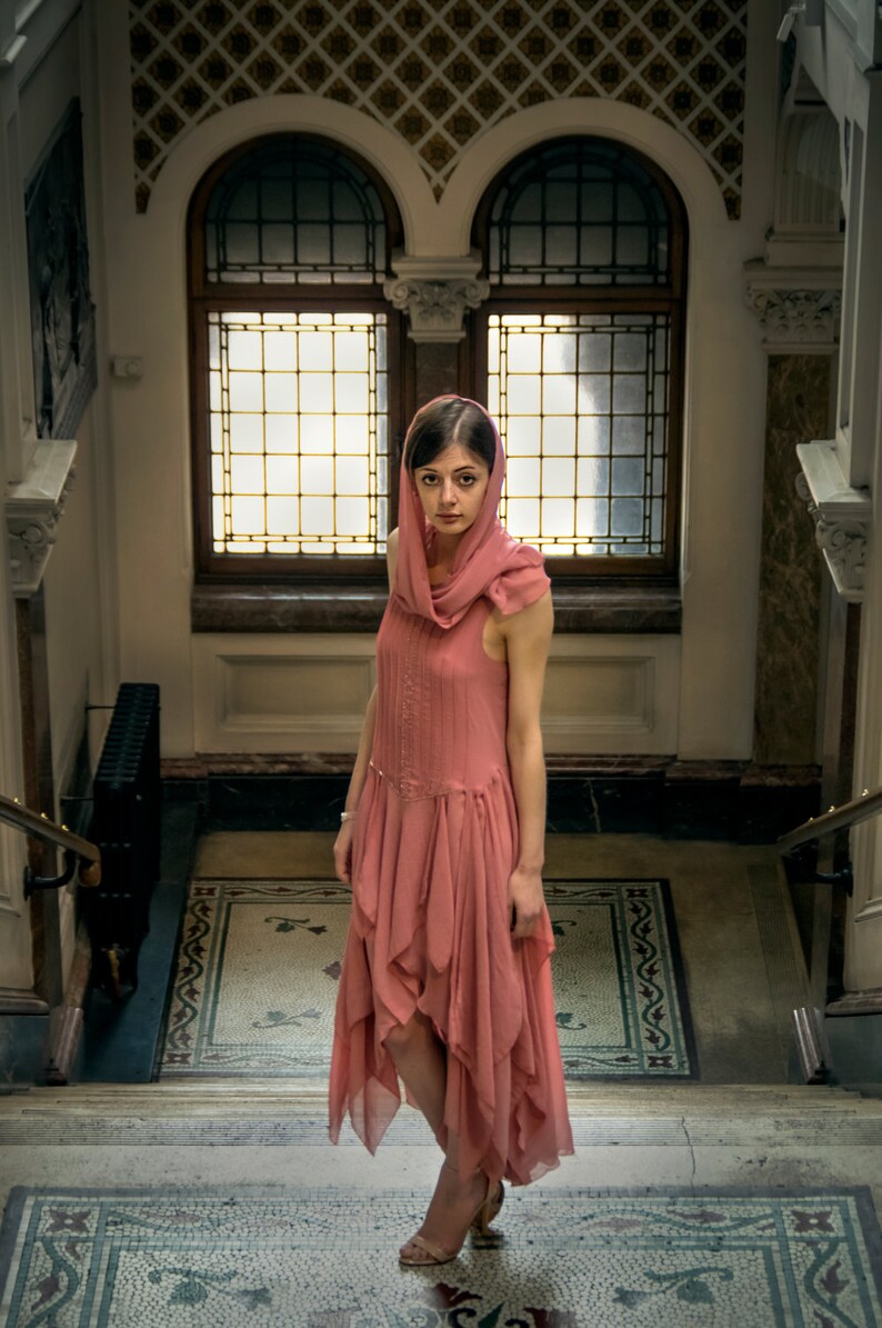 Pink Chiffon 1920s Flapper Dress, Dropped Waist (MTO) - Etsy