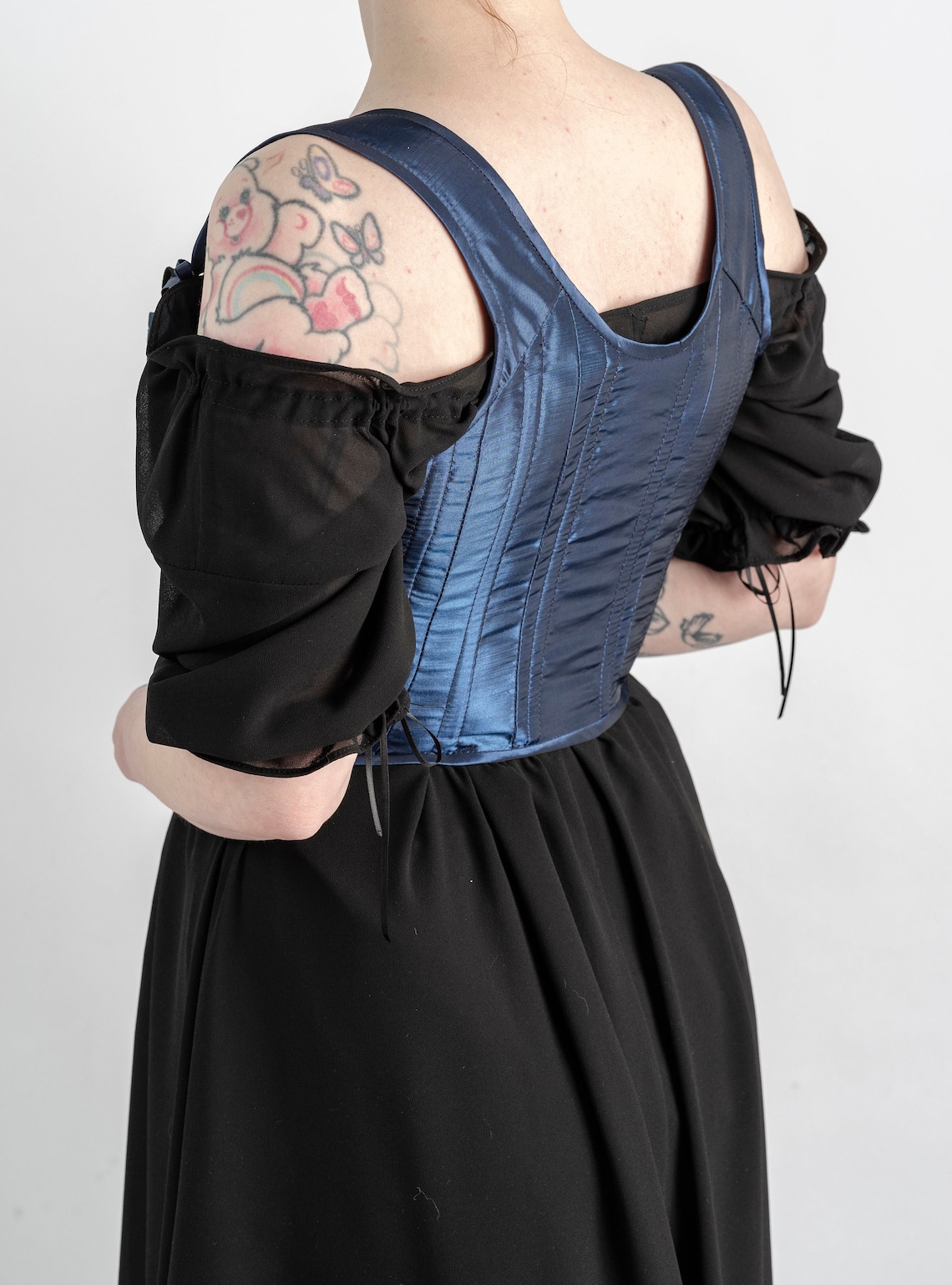 Silver Grey Taffeta Corset, Renaissance Bodice, Historical Underwear ...