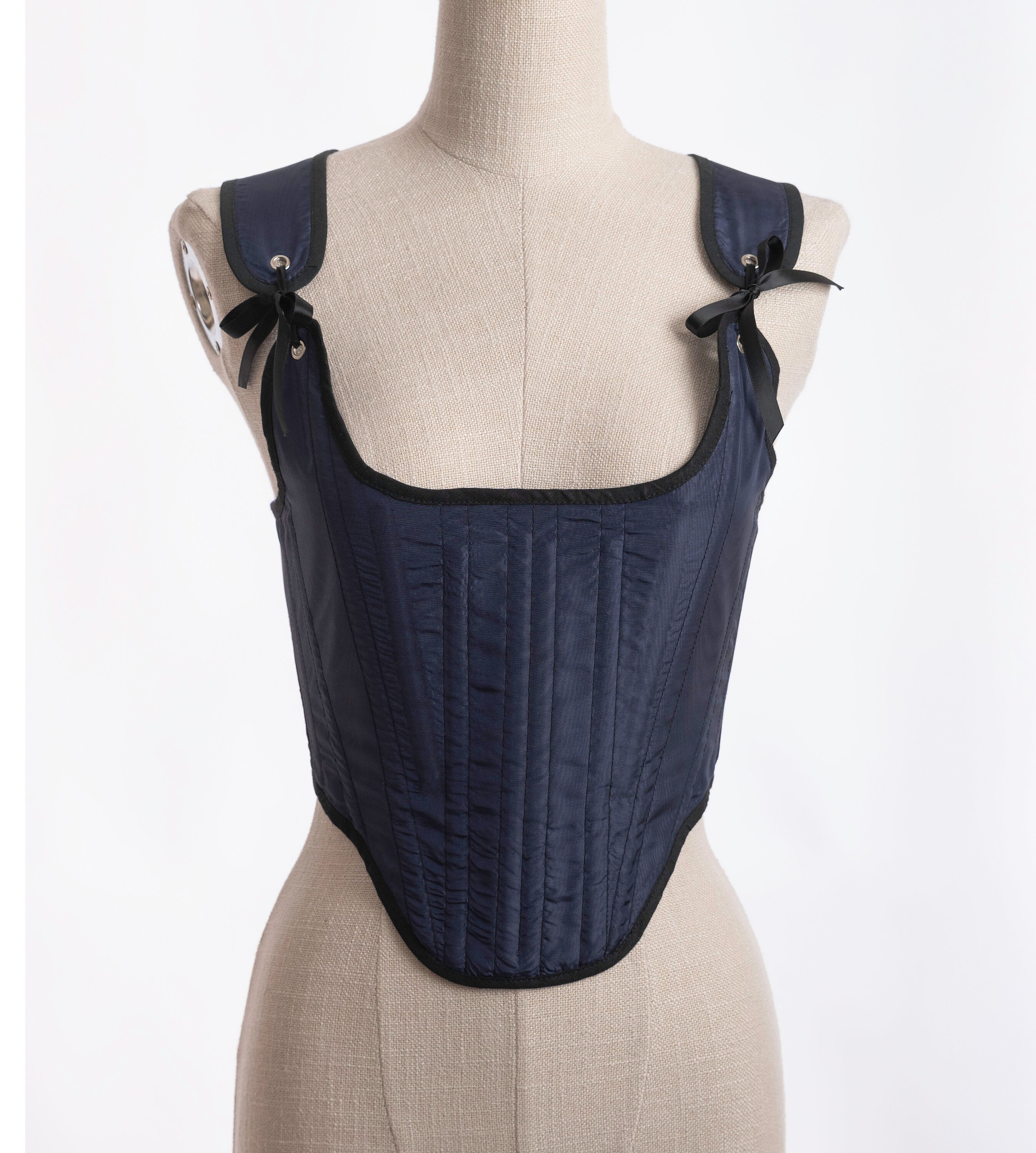 Navy Blue Taffeta Corset, Overbust Historical Stays Underwear ...