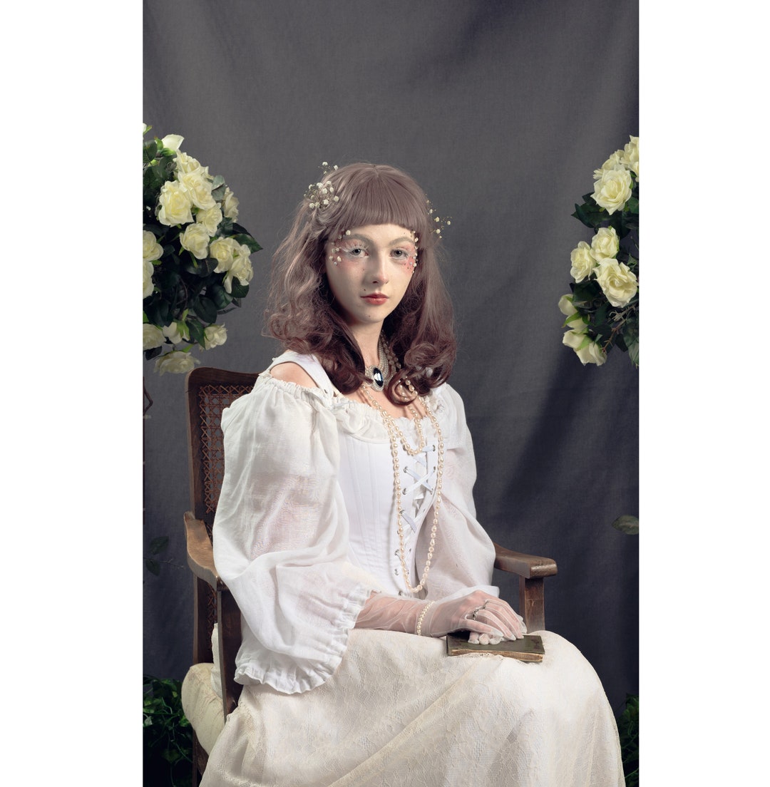 White Cotton Front Lacing Plastic Boned Corset, Renaissance Historical ...