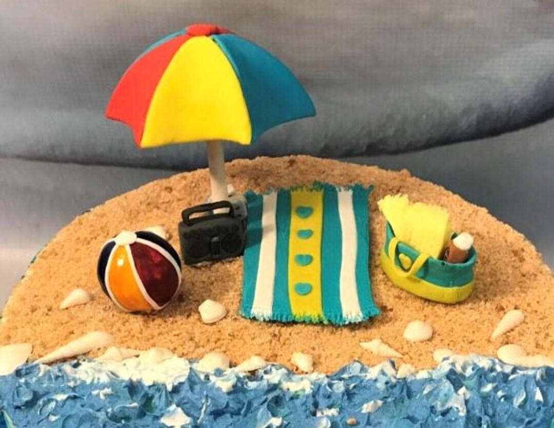 Fondant Beach Themed Cake Topper Set - Etsy
