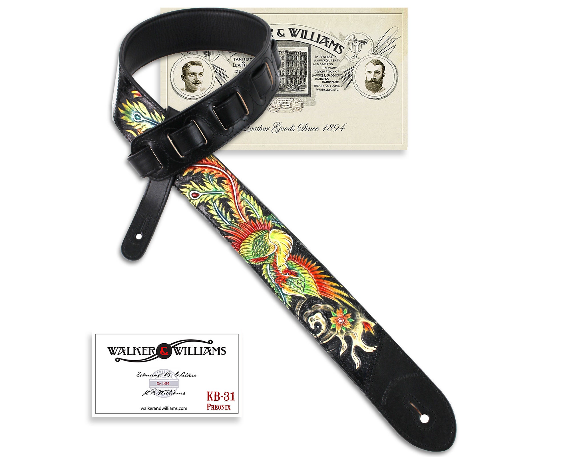 Walker And Williams KB-31 Skinny Black Premium Grain Leather | Etsy