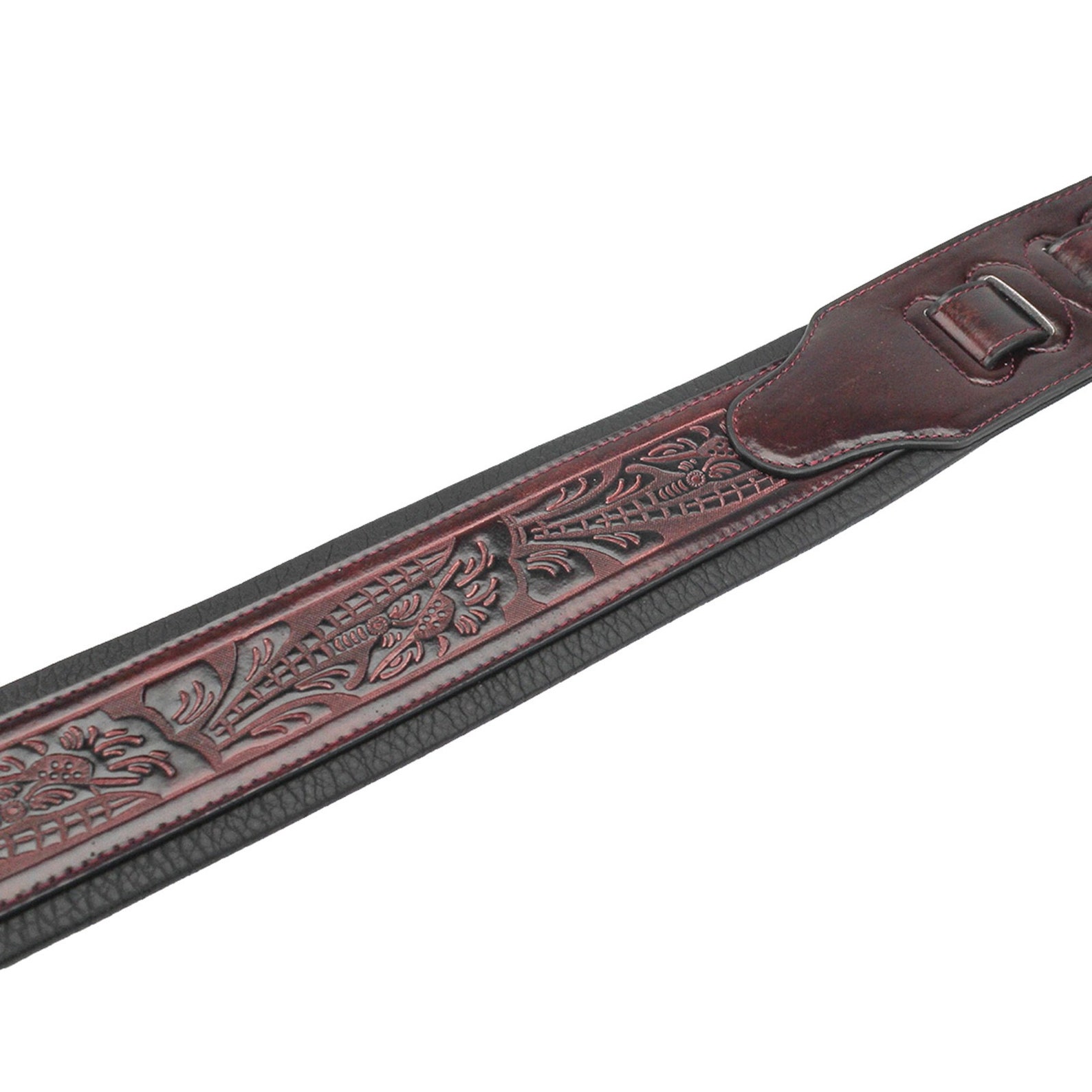 Oxblood Brown Padded Leather Strap With Live Oak Tooling - Etsy