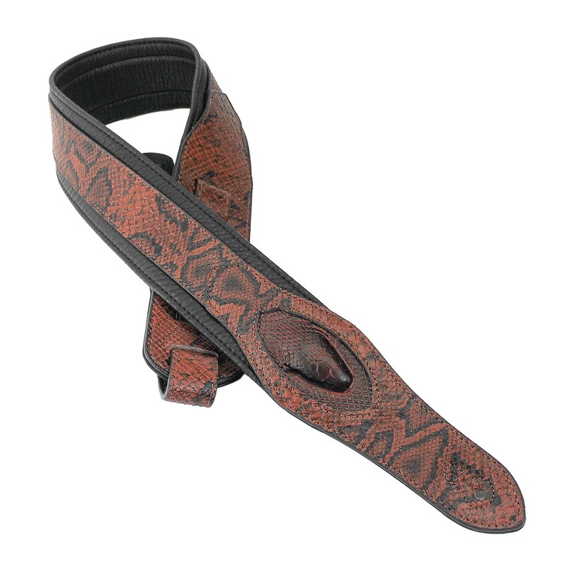 Copper Brown Snake Pattern Padded Guitar Strap With Snakehead Walker ...