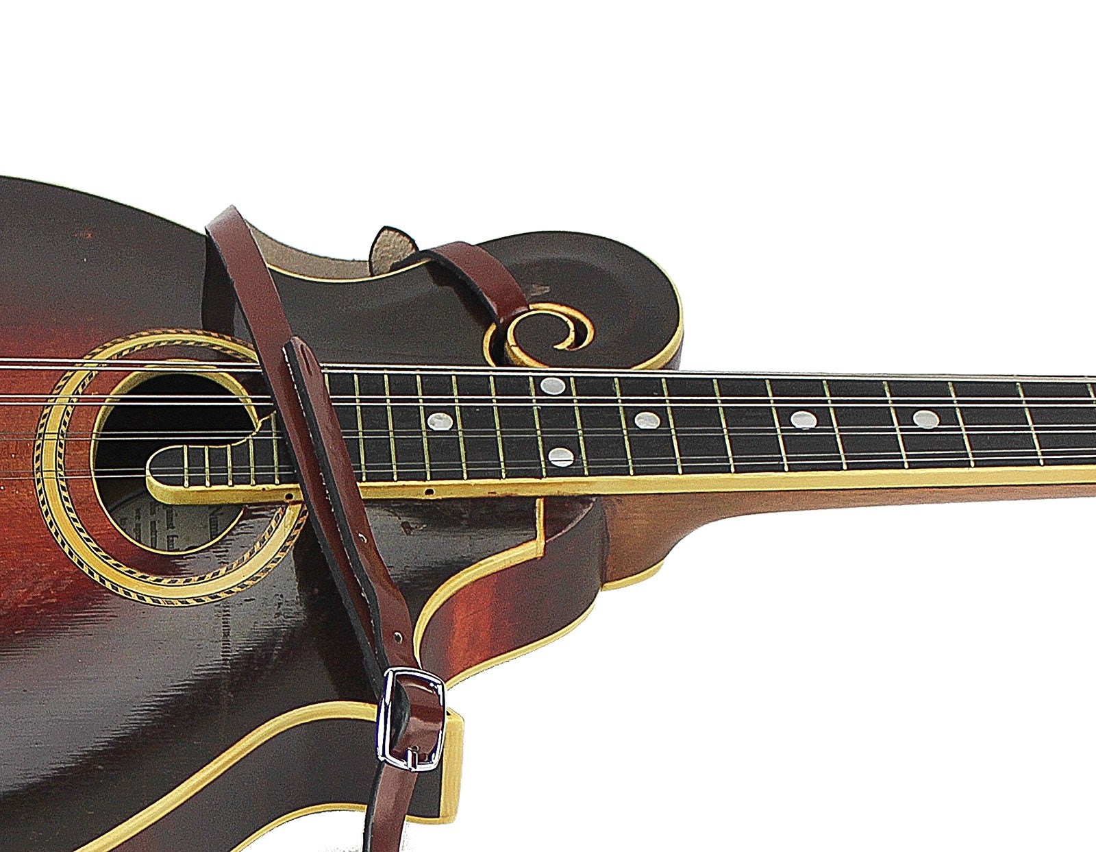 Mandolin Strap Chestnut Brown Leather for A or F Type Mandolins Walker ...