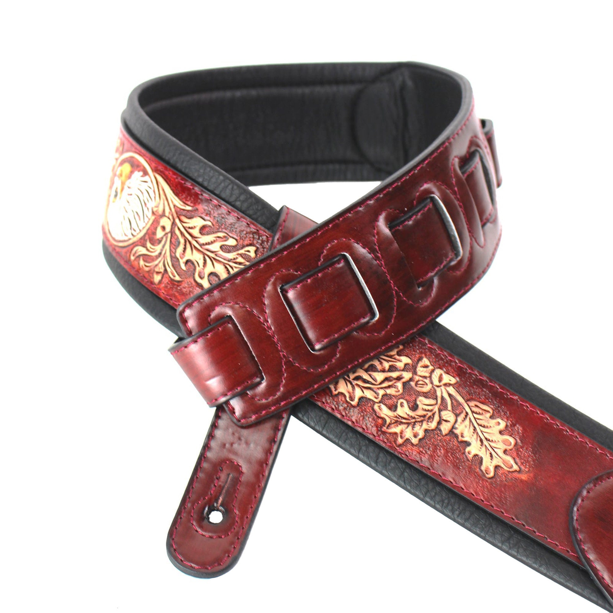 Mahogany Brown Full Grain Center Block Carving Leather Padded - Etsy