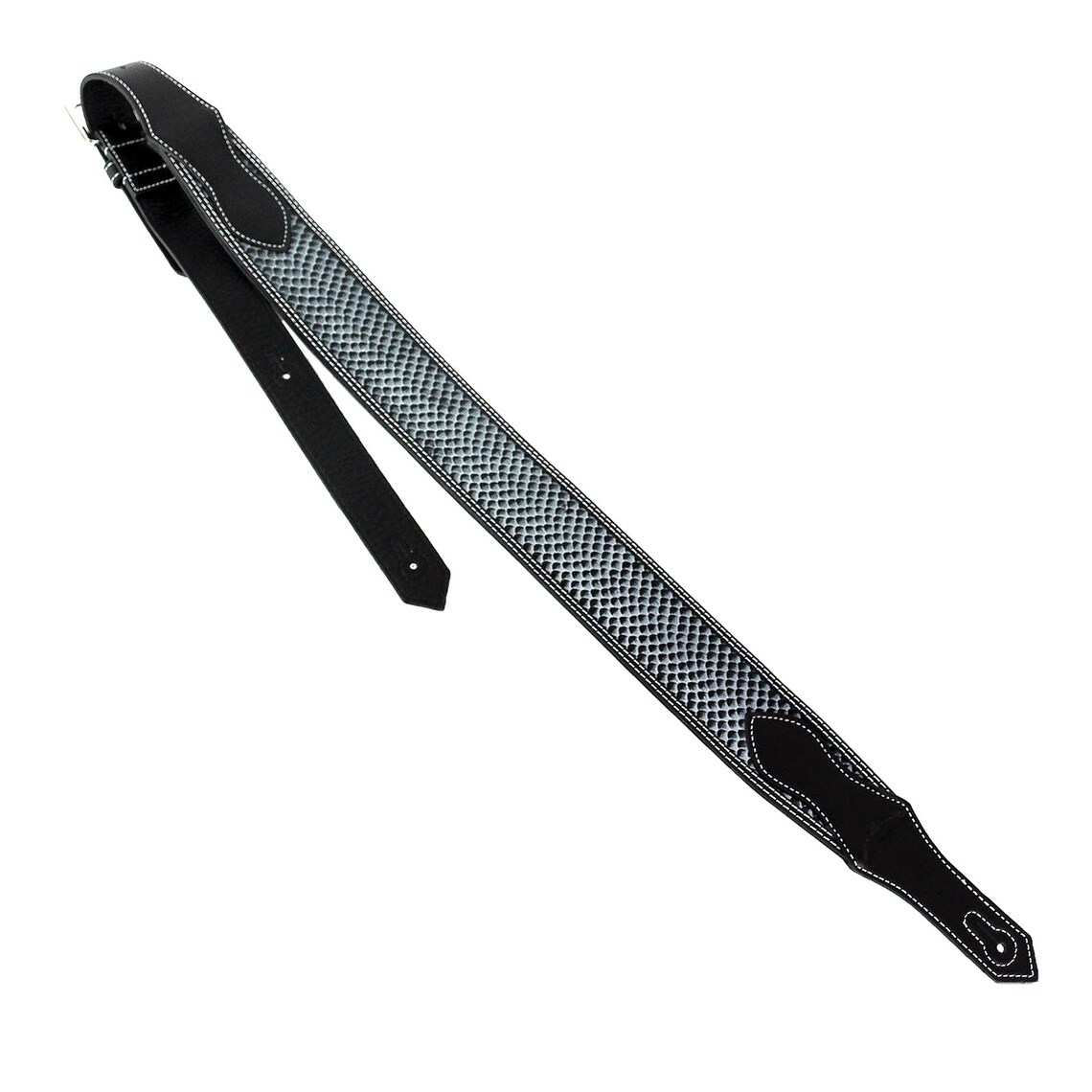 Snakeskin Padded Leather Guitar Strap Burnished Black Walker & | Etsy