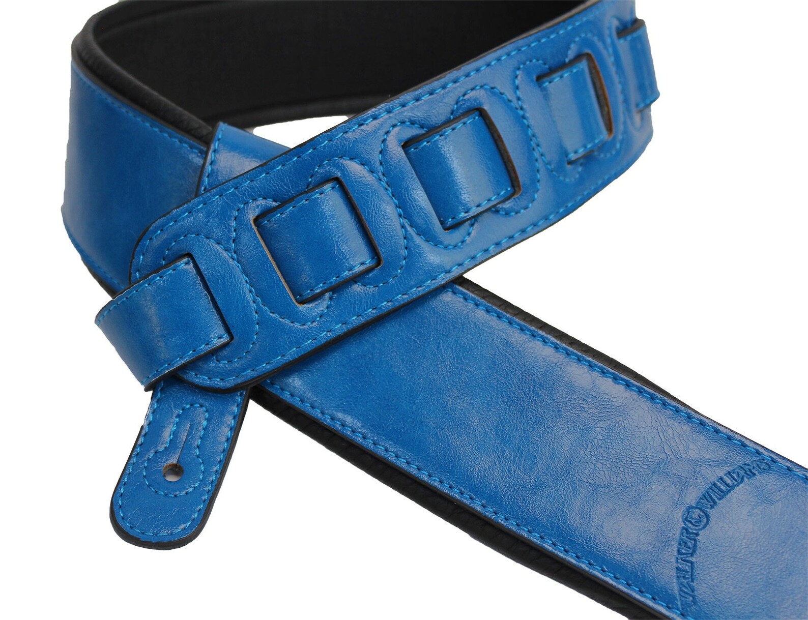 Deep Turquoise Blue Leather Guitar Strap With Padded Glove Leather Back ...