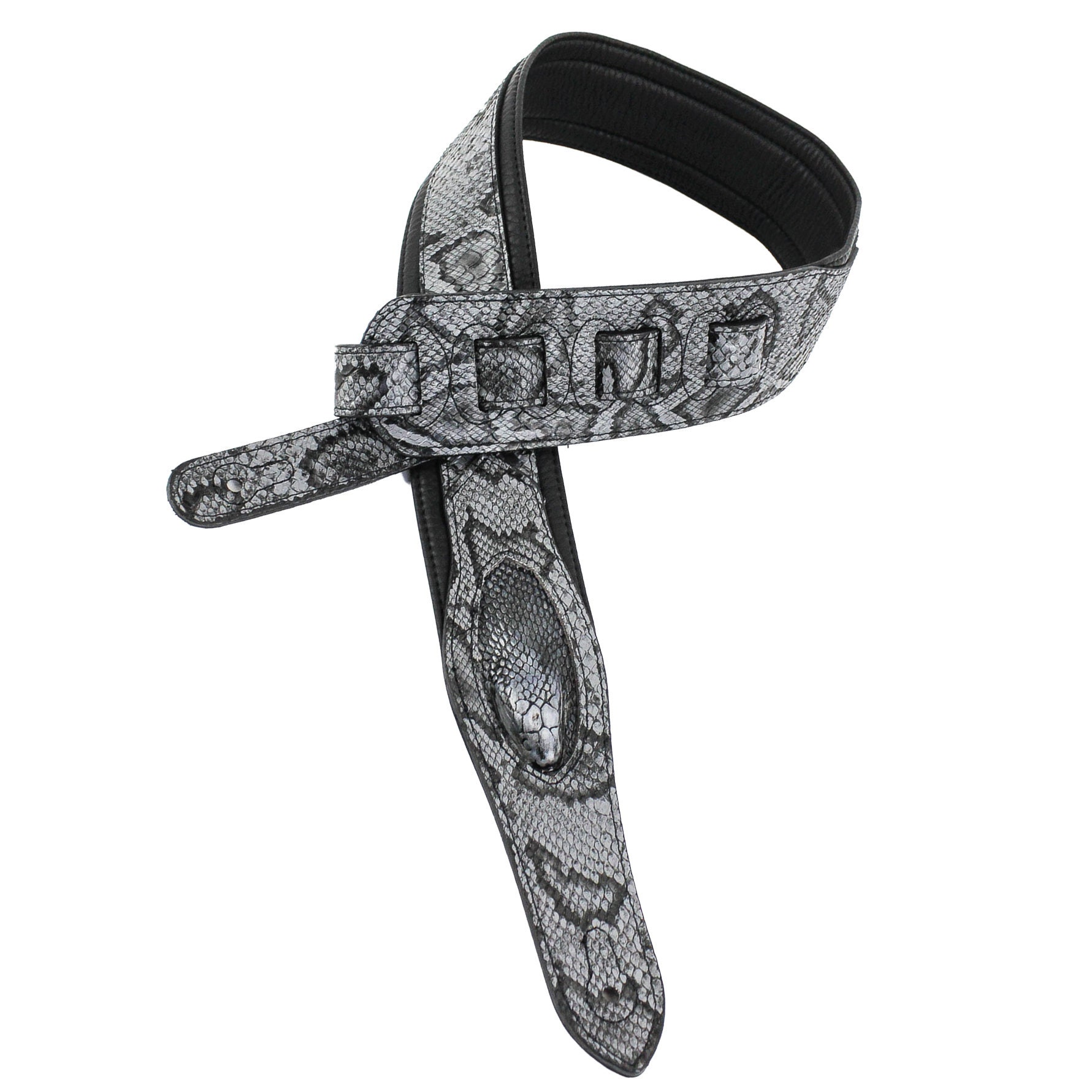 Grey Python Snake Pattern Padded Guitar Strap With Snakehead | Etsy