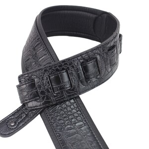 Black Alligator Guitar Strap With Padded glove Leather Back Walker ...