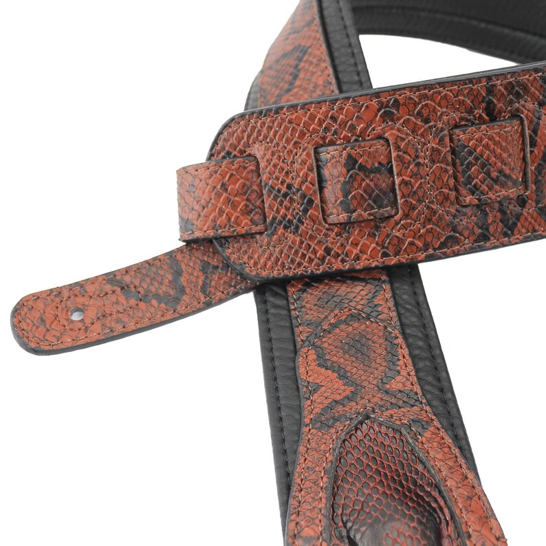 Copper Brown Snake Pattern Padded Guitar Strap With Snakehead Walker ...