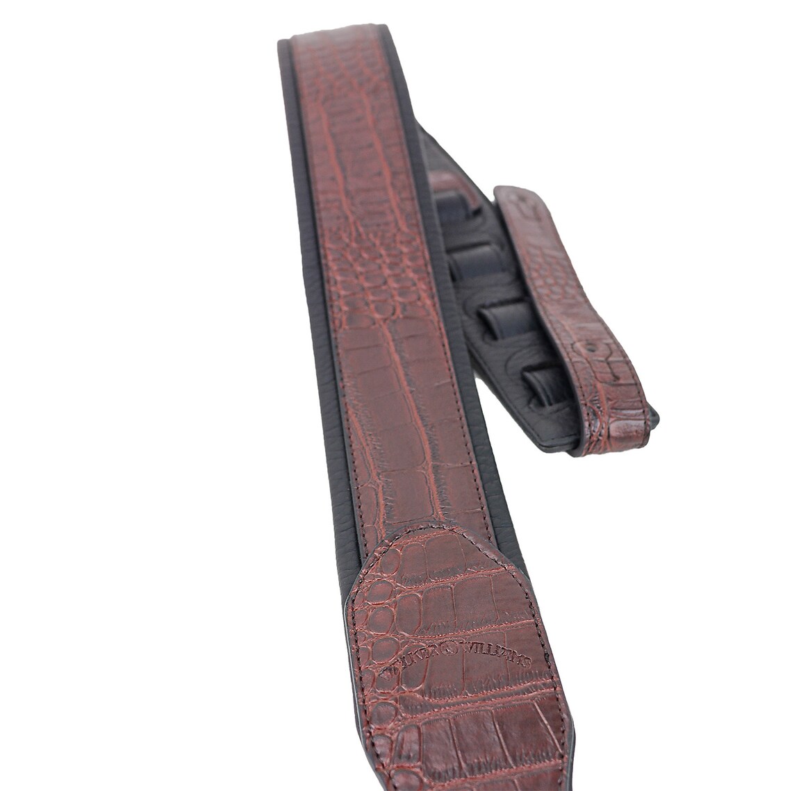 Mahogany Brown Gator Guitar Strap With Padded Glove Leather Back Walker ...