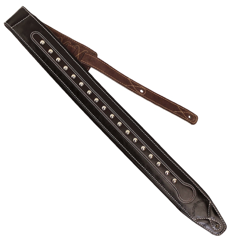 Black and Brown Double Paddedleather Guitar Strap With Studs - Etsy