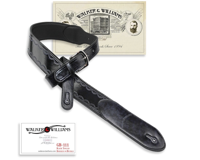 Walker & Williams GB-111 Black Leather Tooled Edge Padded - Etsy