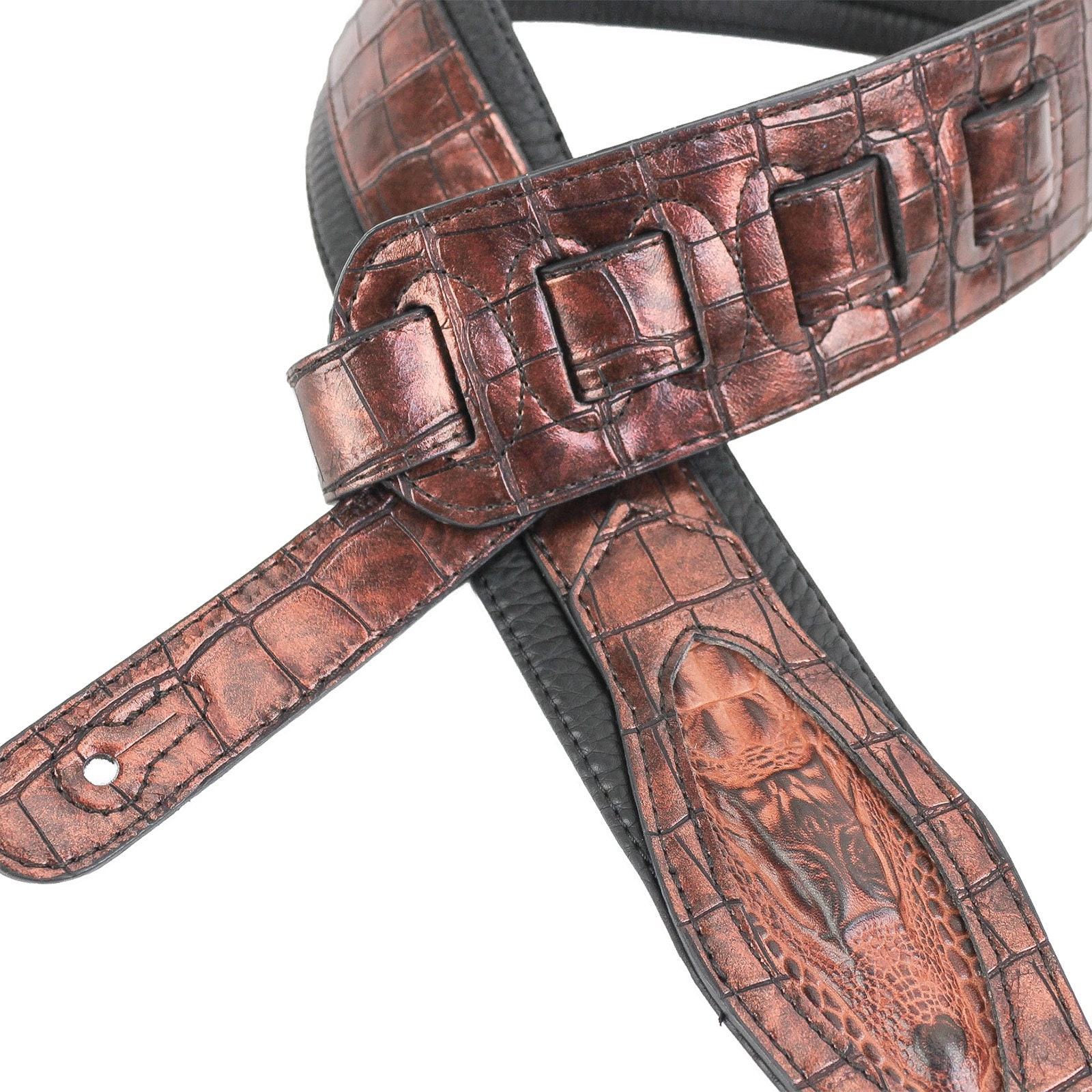 Metallic Bronze Alligator Pattern Padded Guitar Strap With - Etsy