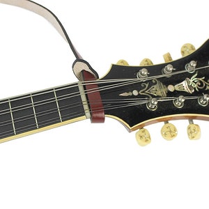 Mandolin Strap Chestnut Brown Leather for A or F Type Mandolins Walker ...