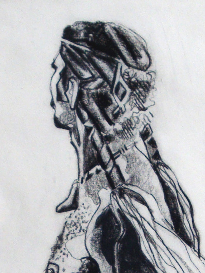 Native American Art, American Indian Portrait, Charcoal Drawing ...