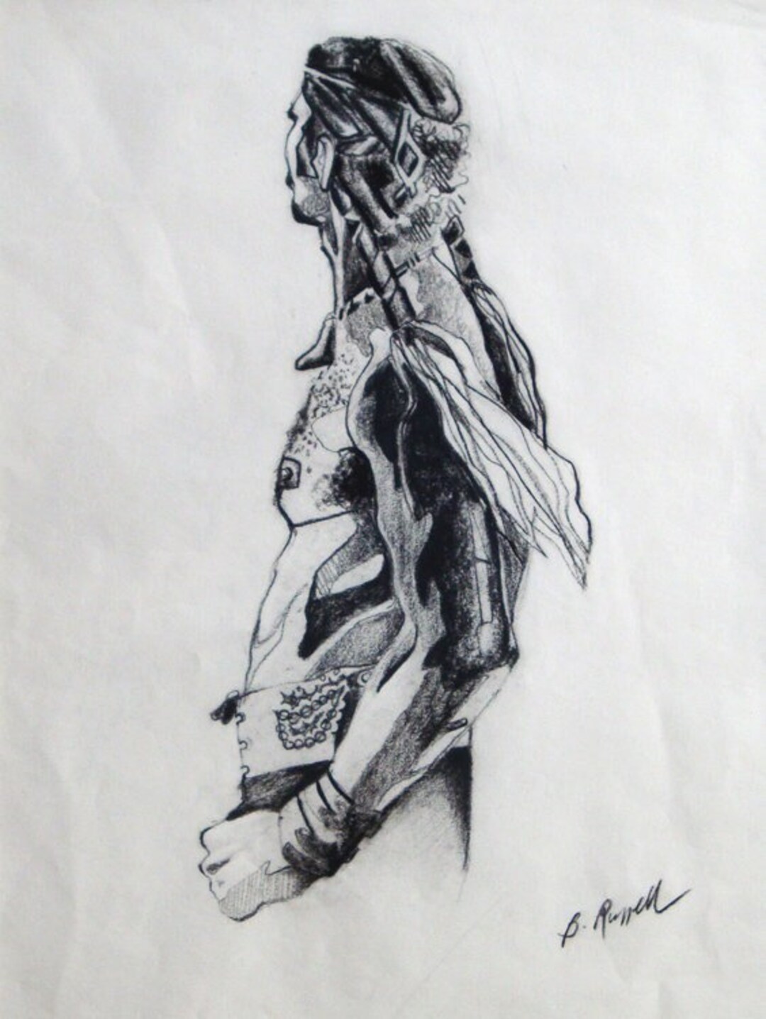 Native American Art, American Indian Portrait, Charcoal Drawing ...