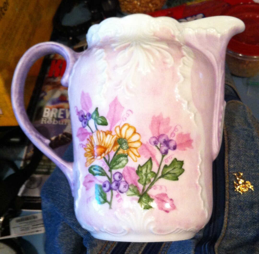 Hand Painted Fancy Porcelain Daisy Pitcher - Etsy