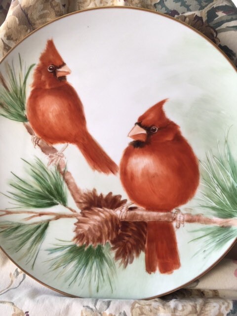 Set of Three 10 1/2 Inch Handpainted Cardinal Plates. - Etsy