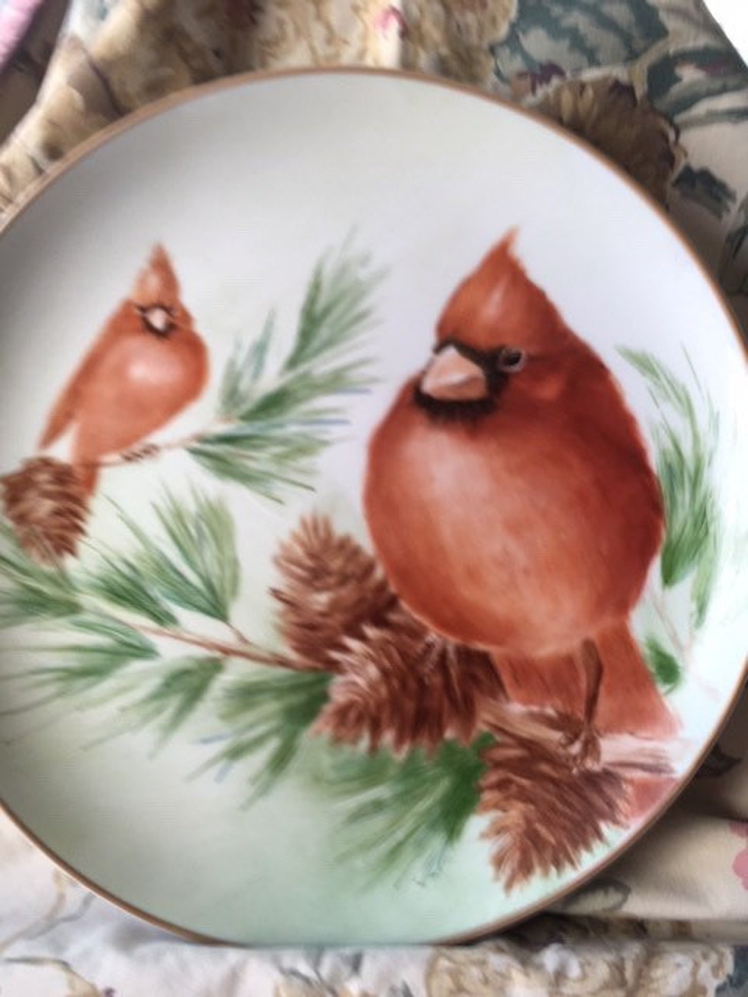 Set of Three 10 1/2 Inch Handpainted Cardinal Plates. - Etsy