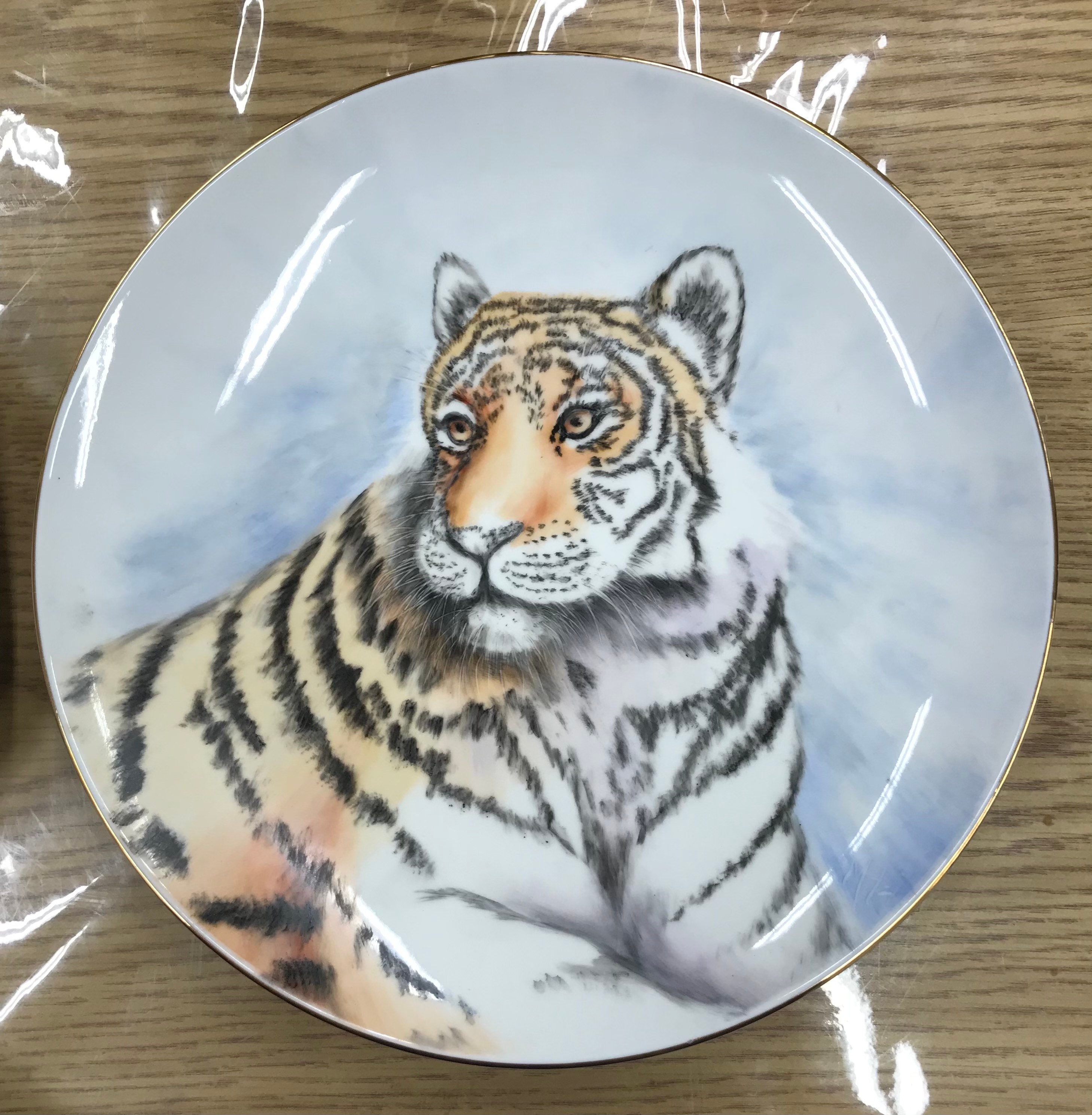 Two Tiger Plates to Choose From Octagonal is 7 3/4 Across Round One is ...