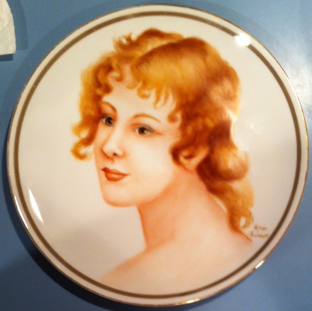 Lovely Hand Painted Portrait on a Porcelain Plate by Featured Artist ...