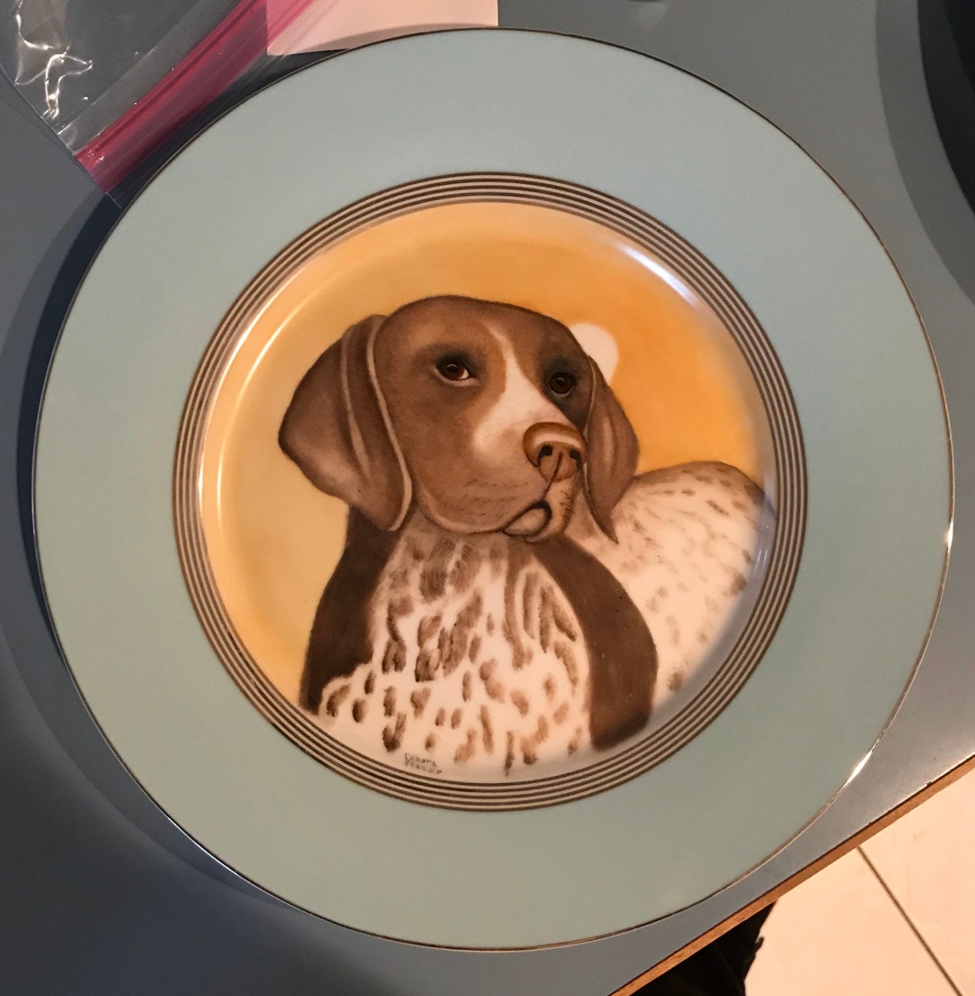 A Beautiful German Shorthaired Pointer Hand Painted on a Porcelain ...