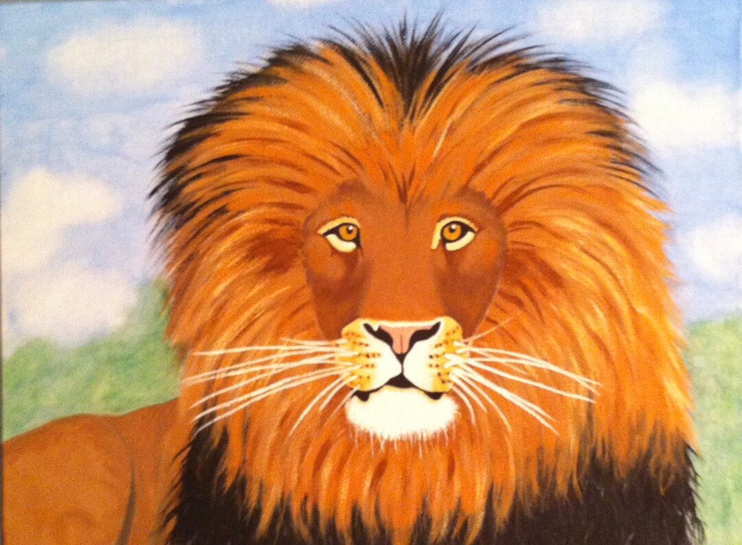 Acrylic Lion Painting on Canvas in a Black Frame - Etsy