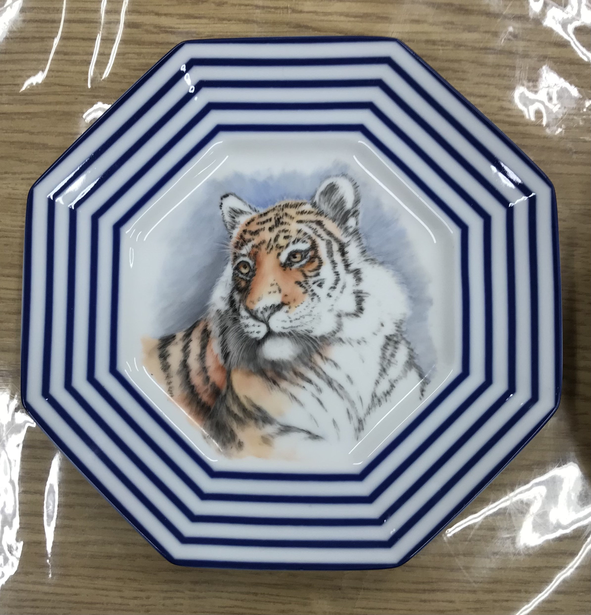 Two Tiger Plates to Choose From Octagonal is 7 3/4 Across Round One is ...