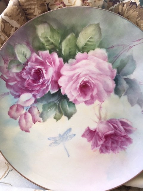 Handpainted Plates With Flowers and Dragonflies. Two Flowers to Choose ...