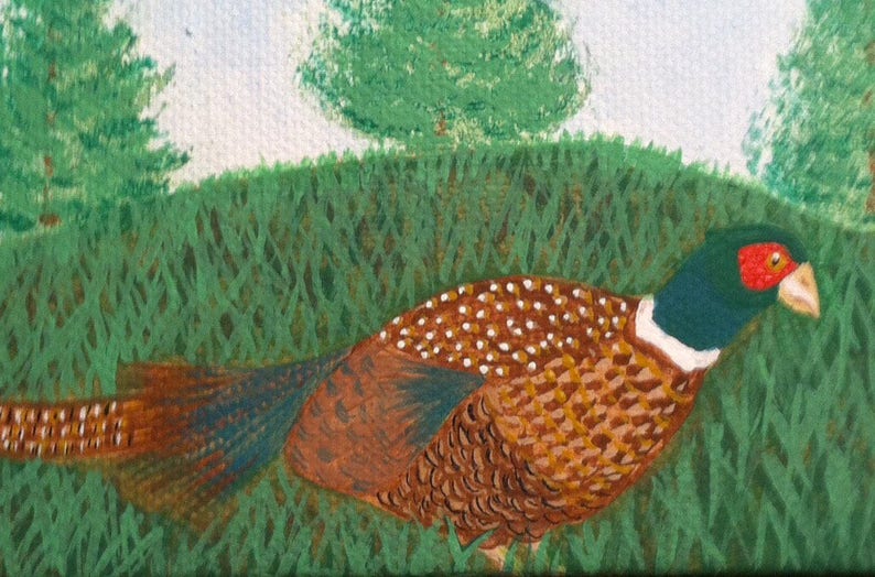 Buy Hand Painted Pheasant Painting mini Online in India - Etsy