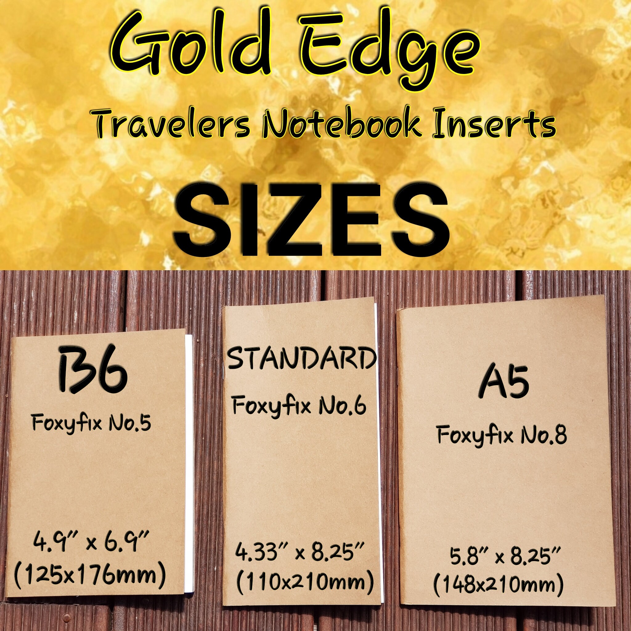TRAVELERS NOTEBOOK INSERTS Gold Edge B6 A5 Standard Blank - Etsy