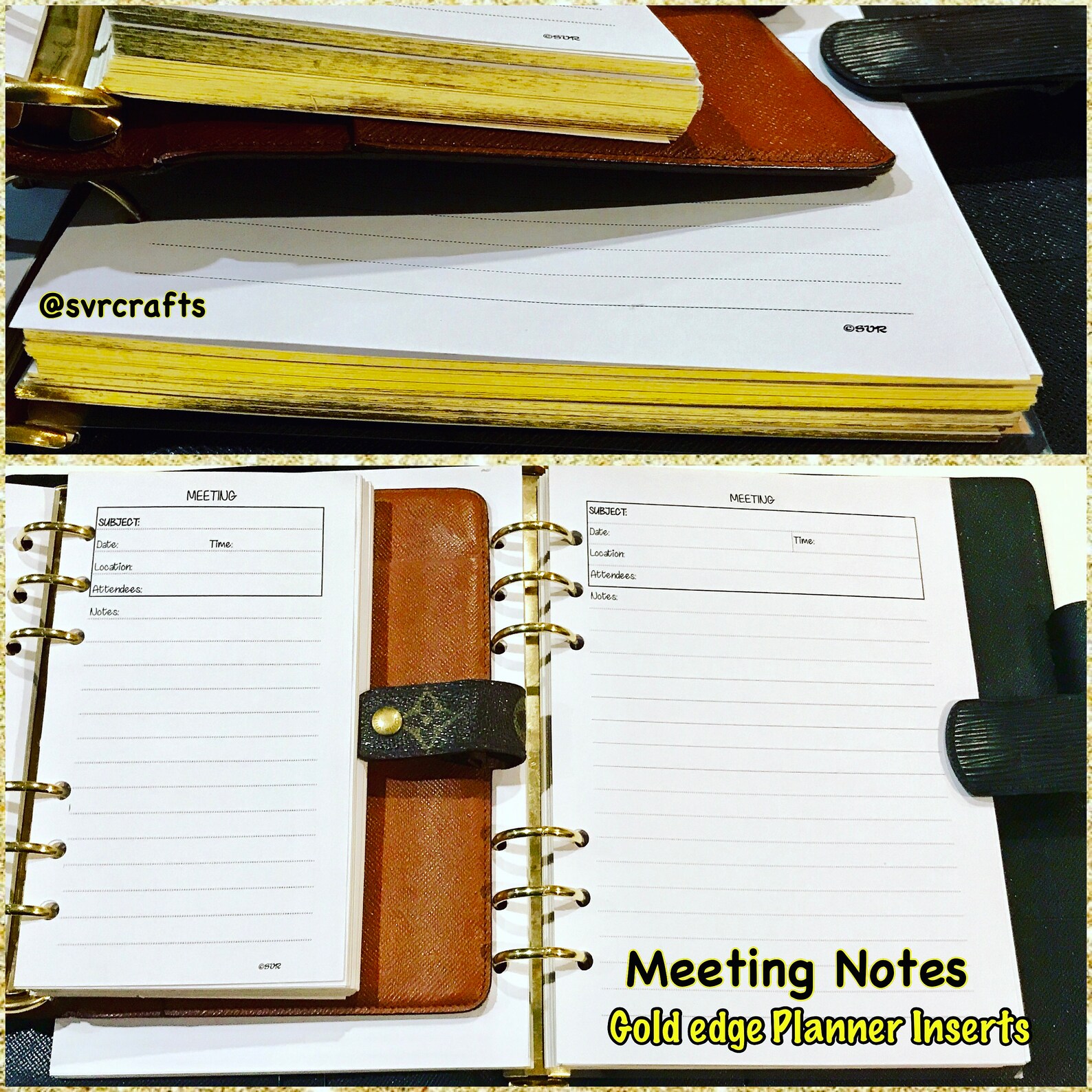 MEETING A5/PERSONAL Gold Edge /shimmer/white Planner Inserts - Etsy