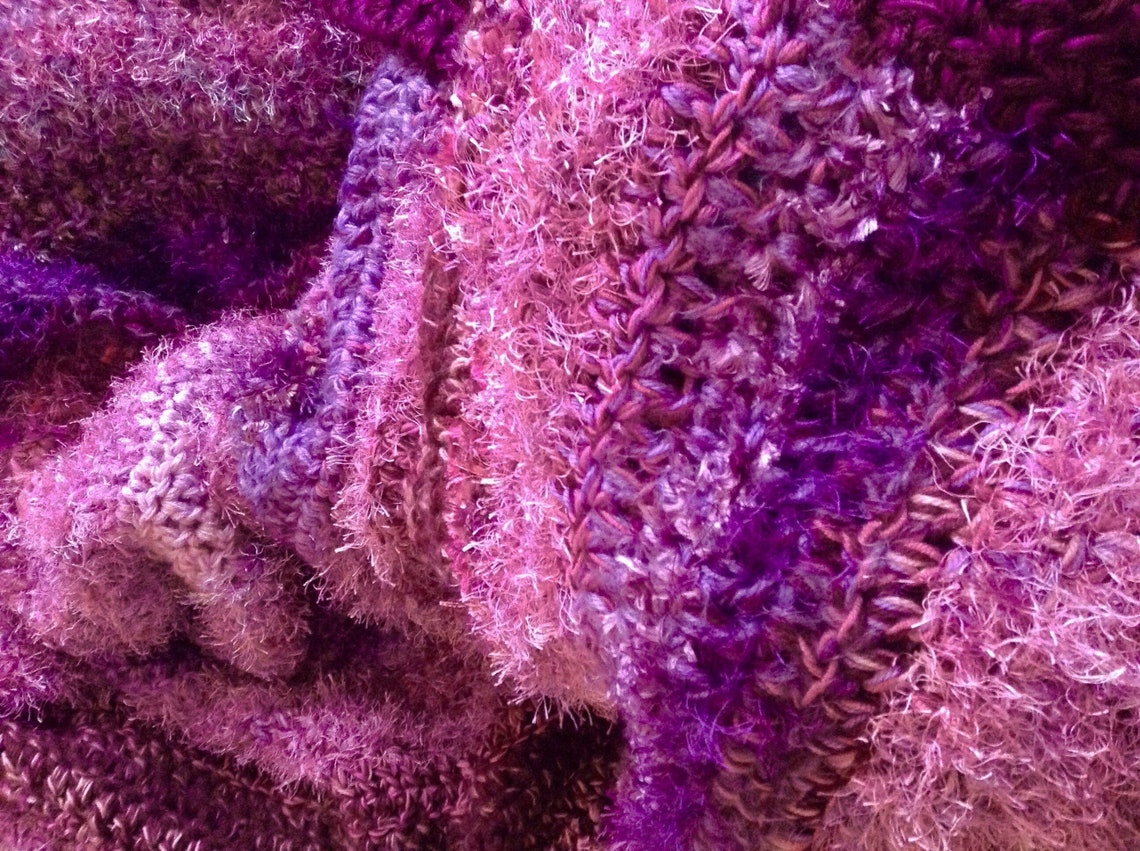 Custom Crochet Throw Blanket, Plum Purple Magenta, Hygge Dorm Decor ...