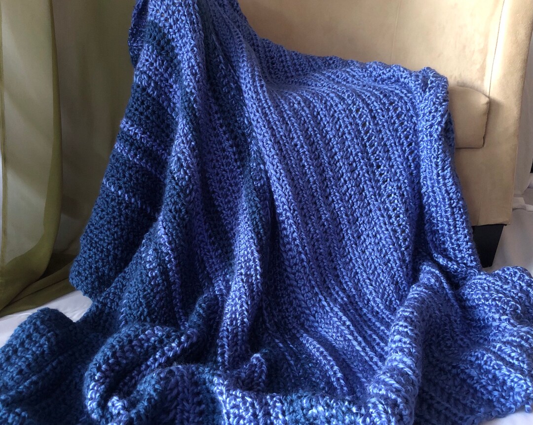 Indigo Navy Periwinkle Cornflower Blue Berry, Gradient Stripe Handmade ...