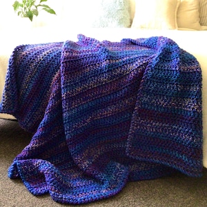 Ocean Blue Crochet Throw Blanket, Silky Soft Boho Afghan - Etsy