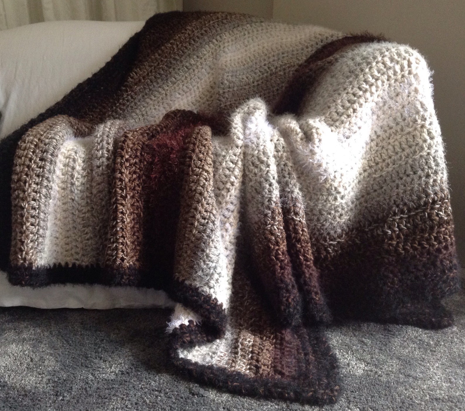 RESERVED Jackie / Up-size / Striped Crochet Blanket, Custom Bedding ...