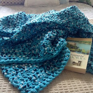 Turquoise Textured Crochet Throw Blanket, Kids Room, Blue Decor Bedding ...