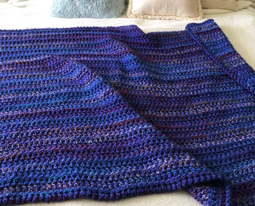 Ocean Blue Mauve Violet Purple Silky Soft Afghan, Luxury Bedding, Home ...