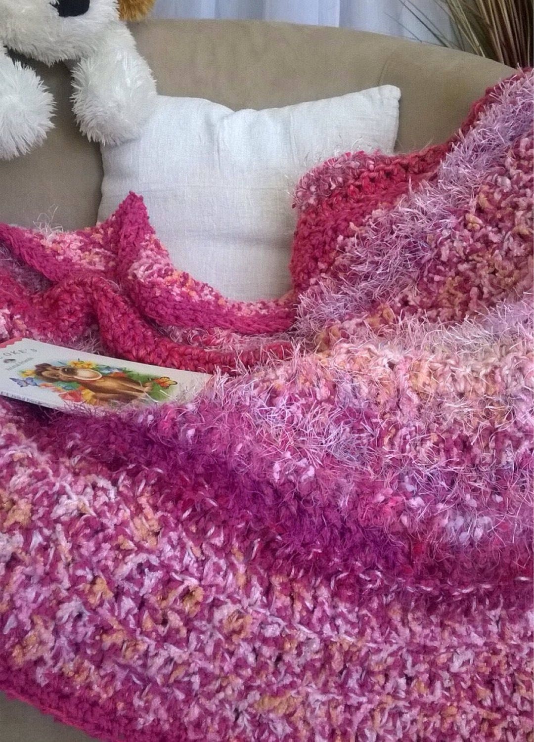 Pink Throw Blanket,textured Crochet Baby Afghan,crochet Blankets for ...