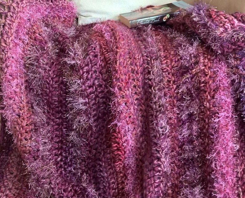 Custom Crochet Throw Blanket, Plum Purple Magenta, Hygge Dorm Decor ...