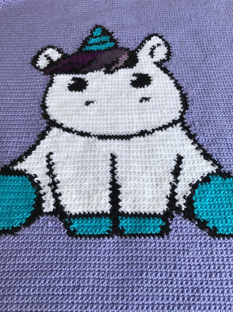 Bubbles the Unicorn Intarsia Blanket - Etsy