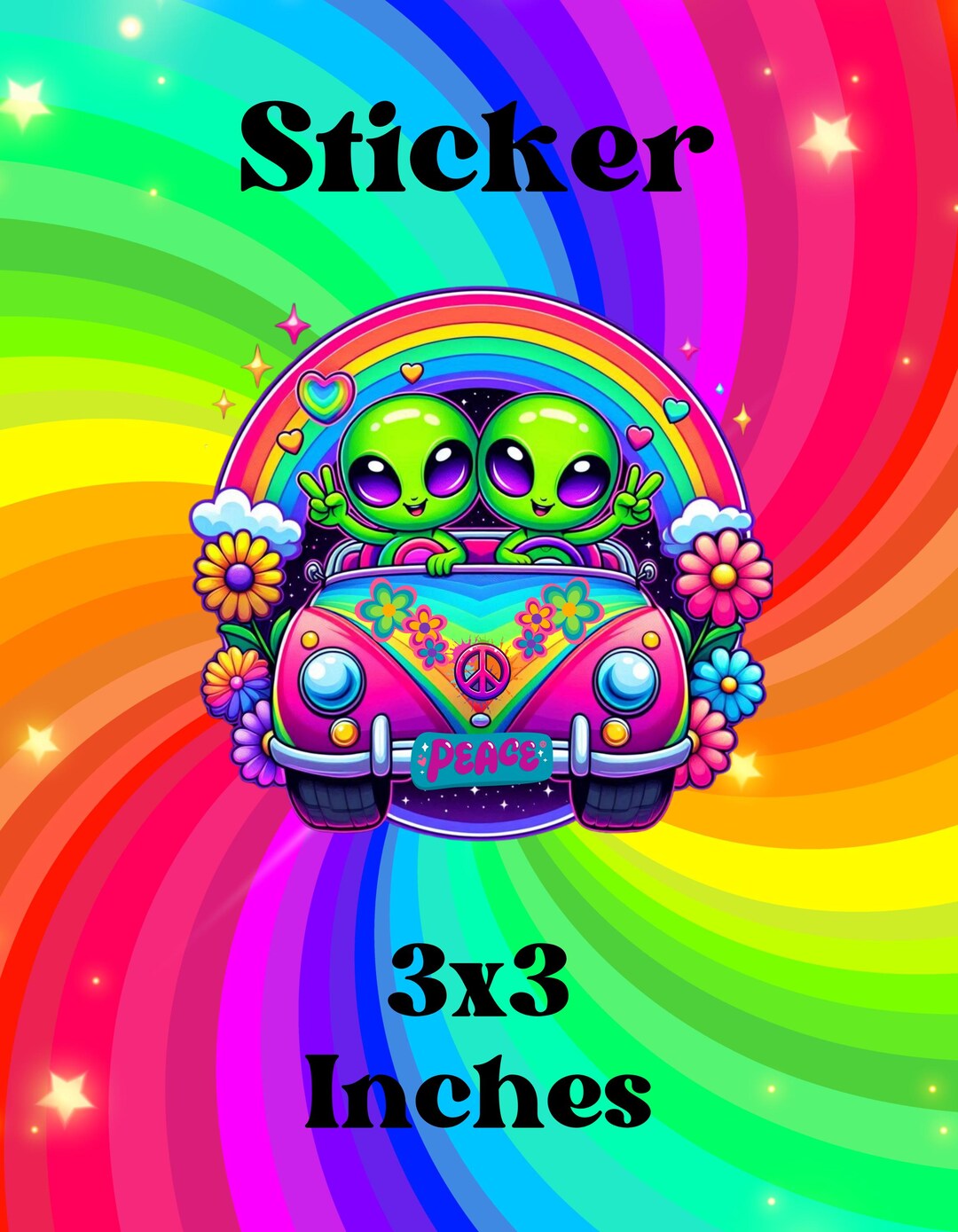 Lisa Frank Inspired Aliens, Kiss-cut Sticker, Rainbow Aliens Sticker - Etsy